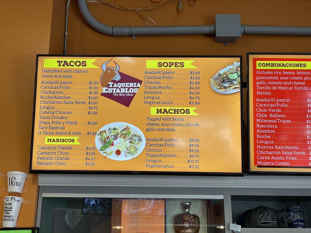 Menu at Establos Meat Market restaurant, Camarillo, Ventura Blvd