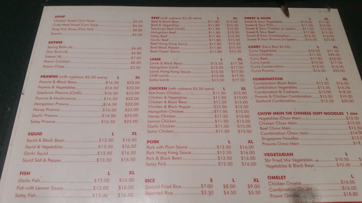 Menu at Lam Inn Chinese Restaurant, Whyalla Norrie