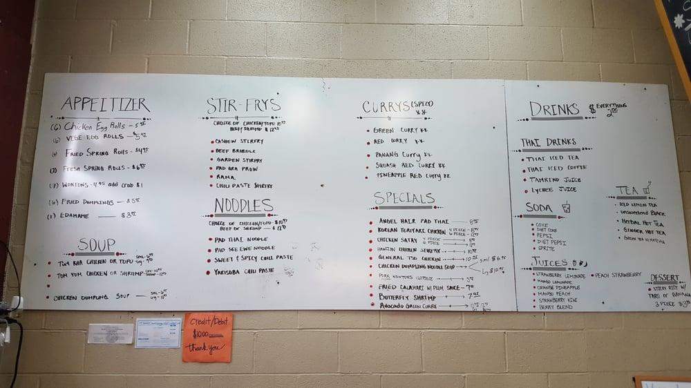 Menu at Secret Thai Cafe, Sandpoint