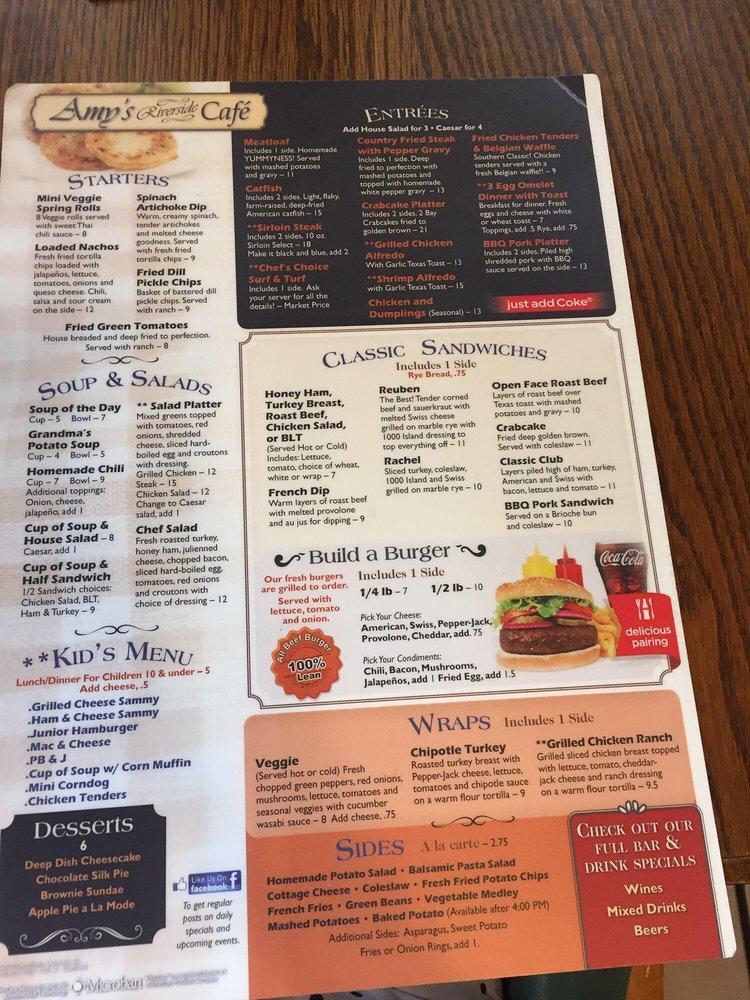 Menu at Amy's Cafe, Fredericksburg
