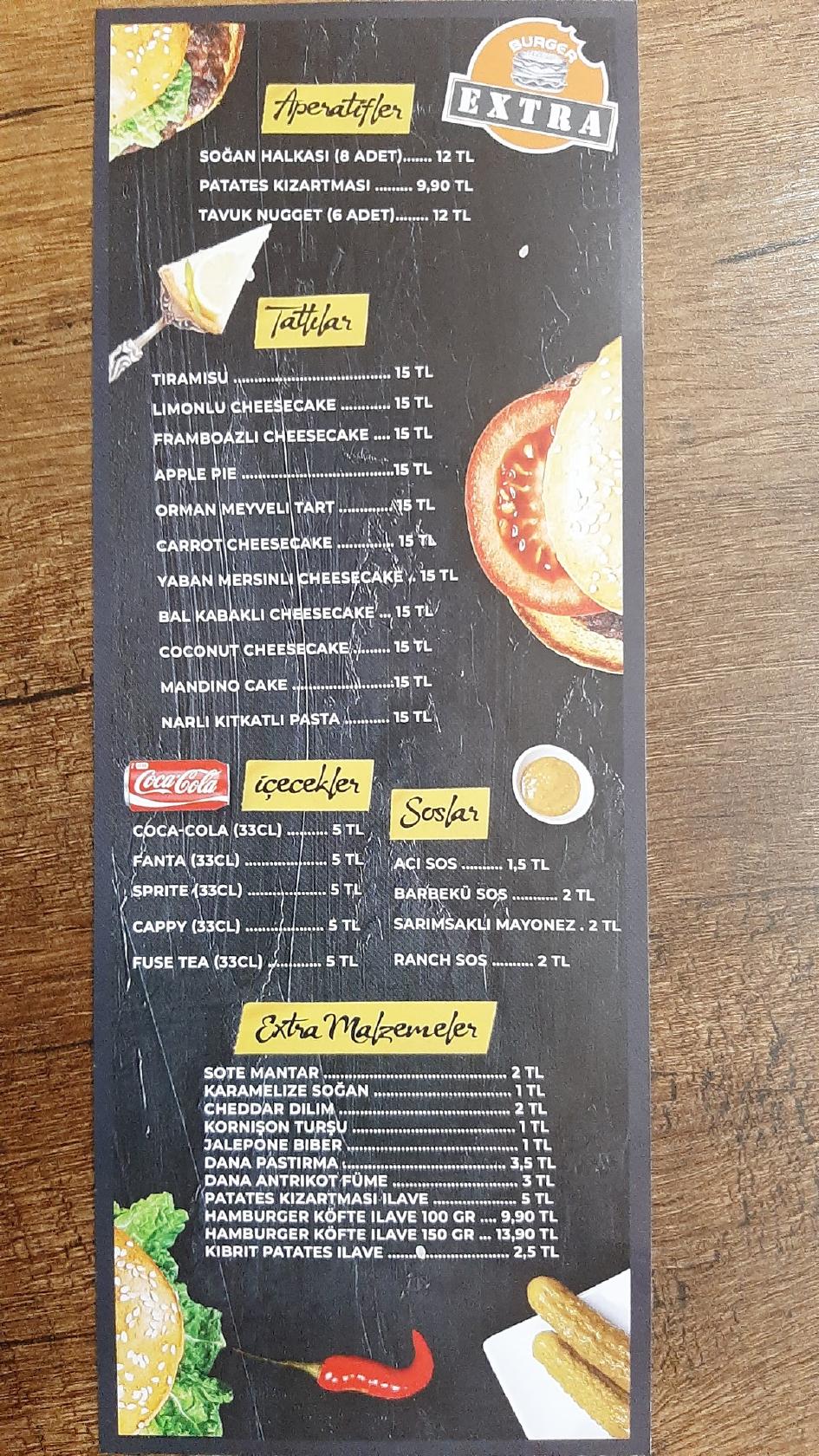 Menu at BURGER EXTRA HALKALI, Atakent Mahallesi