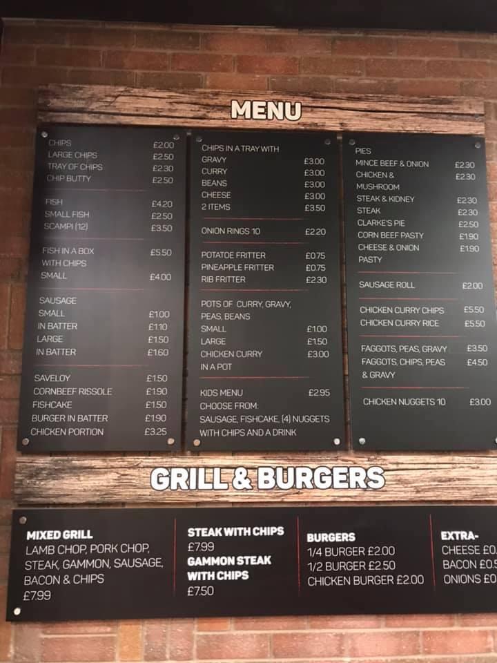 Menu at Bryncae Fish Bar, Pencoed