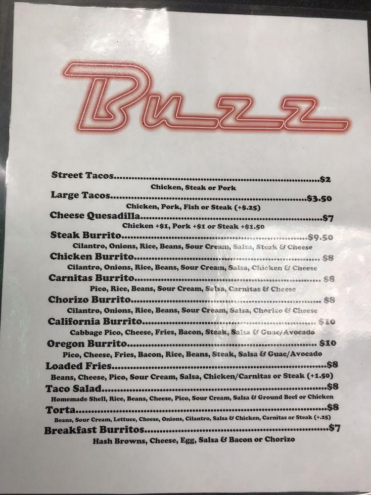 Menu at Buzz restaurant, North Bend, Virginia Ave # 147