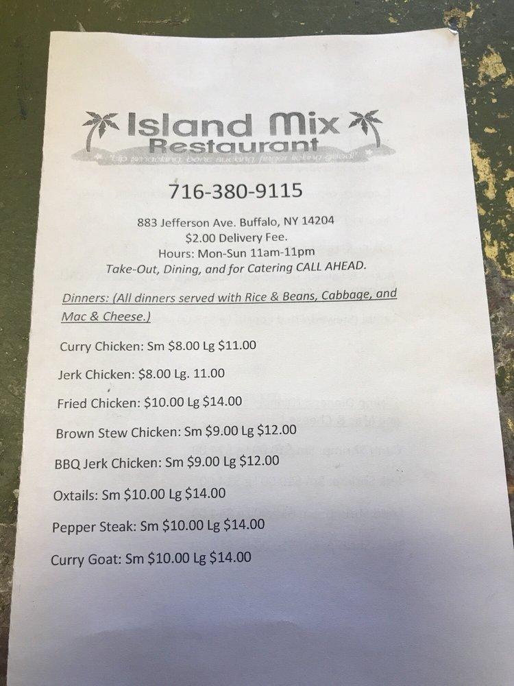 Menu at Island Mix restaurant, Buffalo