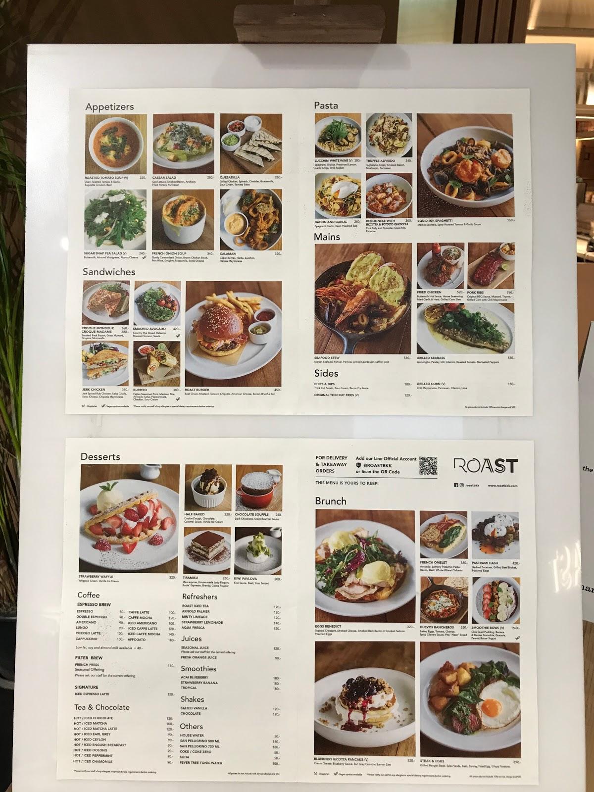 Menu at Roast @Central World restaurant, Bangkok, 1st floor