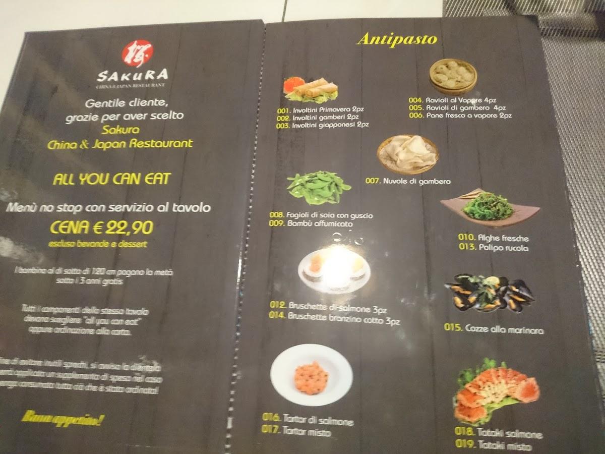 Menu at Sakura restaurant, Nembro