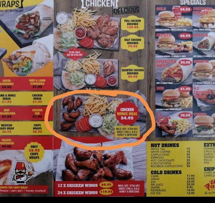 Menu at Uncle Faouzi_Sunnyside restaurant, Pretoria, ESELEN TOWERS