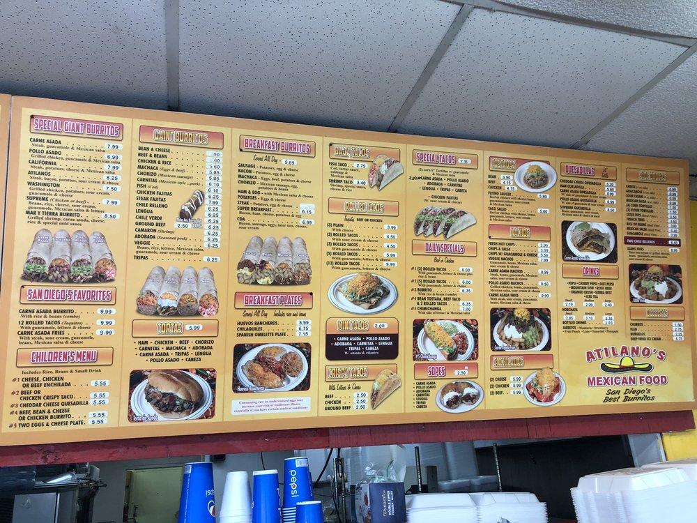 Menu at Atilano's Mexican Food- CDA ID restaurant, Coeur d'Alene