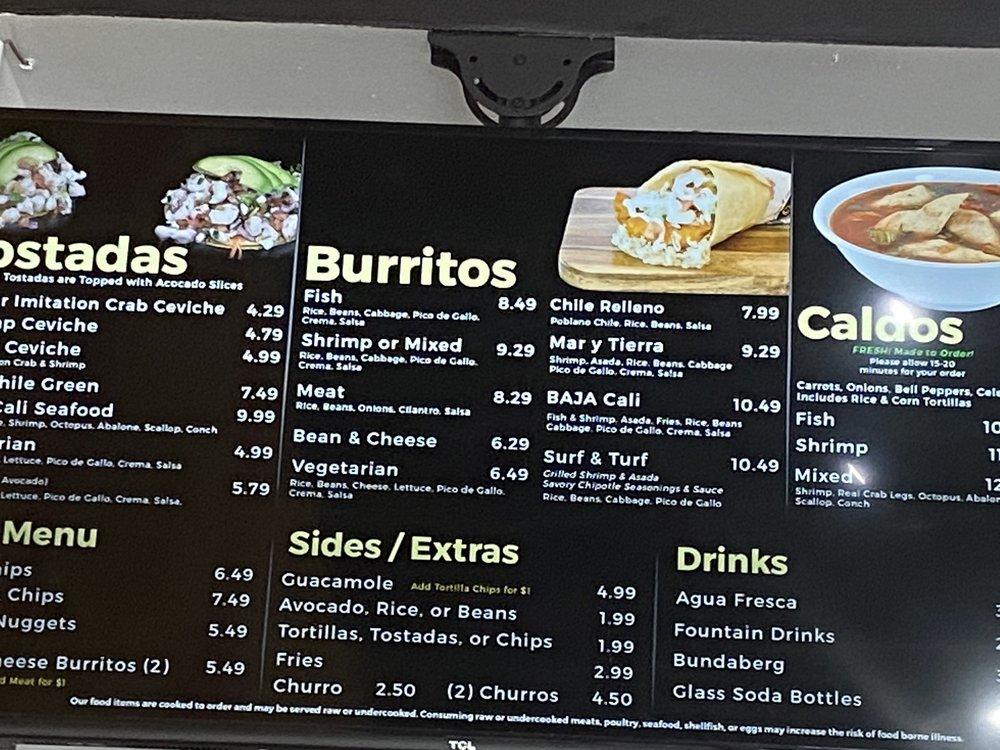Menu at Baja Cali Fish & Tacos (Highland Park) pub & bar, Los Angeles