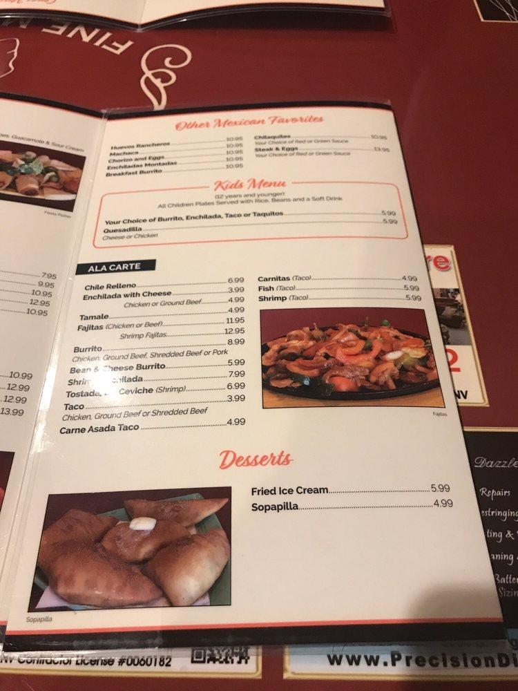 Menu at La Posada Real restaurant, Reno