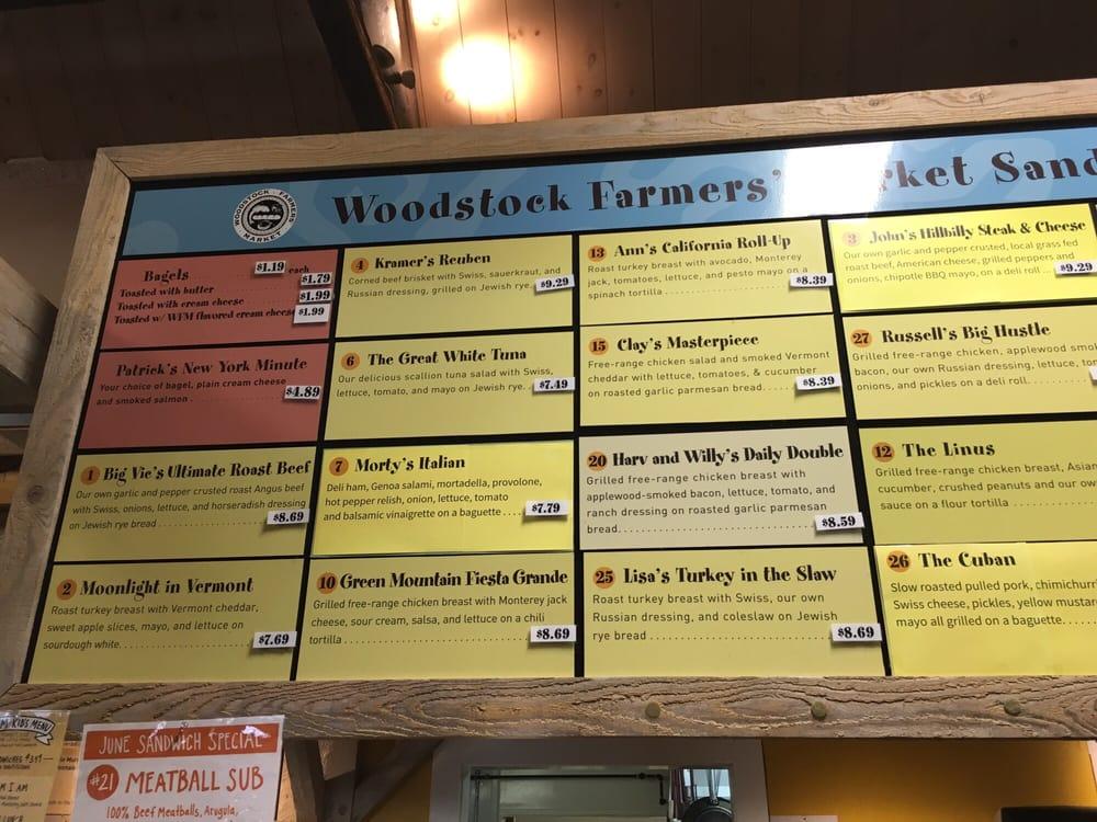 Menu at Woodstock Farmers' Market restaurant, Woodstock