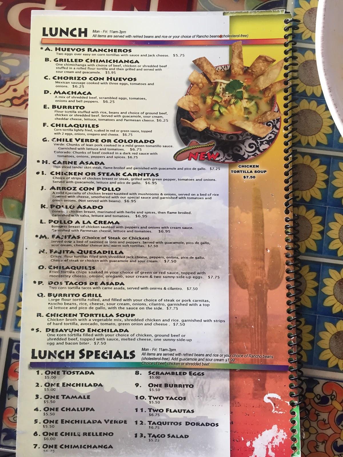Menu at El Patron Family Mexican restaurant, Waterloo