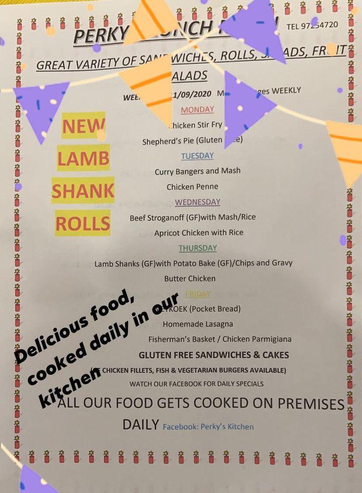 Menu at Perky's Kitchen restaurant, Davenport