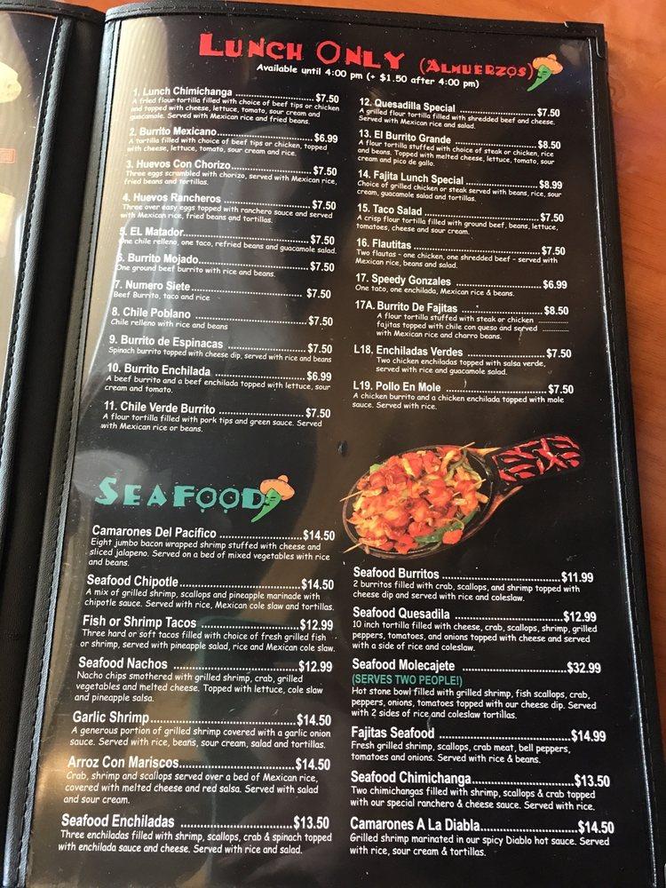 Menu at Sr. Jalapeno Struthers restaurant, Struthers, 704 Youngstown ...