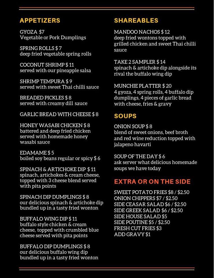 Menu at Take 2 Restaurant & Bar, Fort Erie