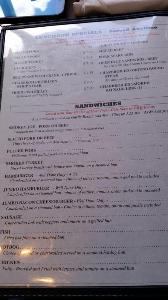 Menu at Smokey's BBQ, Pensacola, Pensacola Blvd