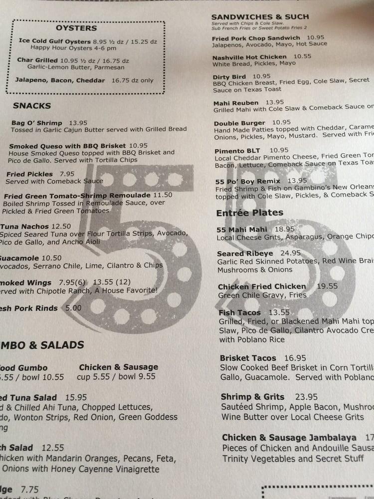 Menu at 55 South pub & bar, Franklin, 403 Main St