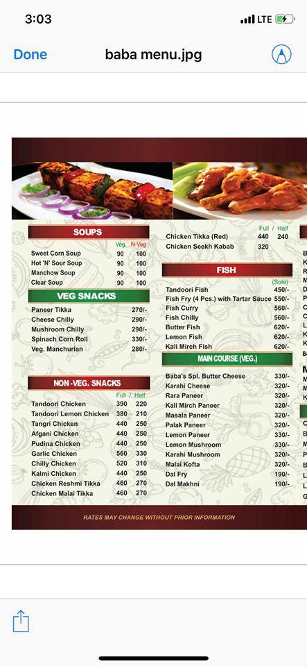Menu at Baba Chicken, Patiala, Patiala