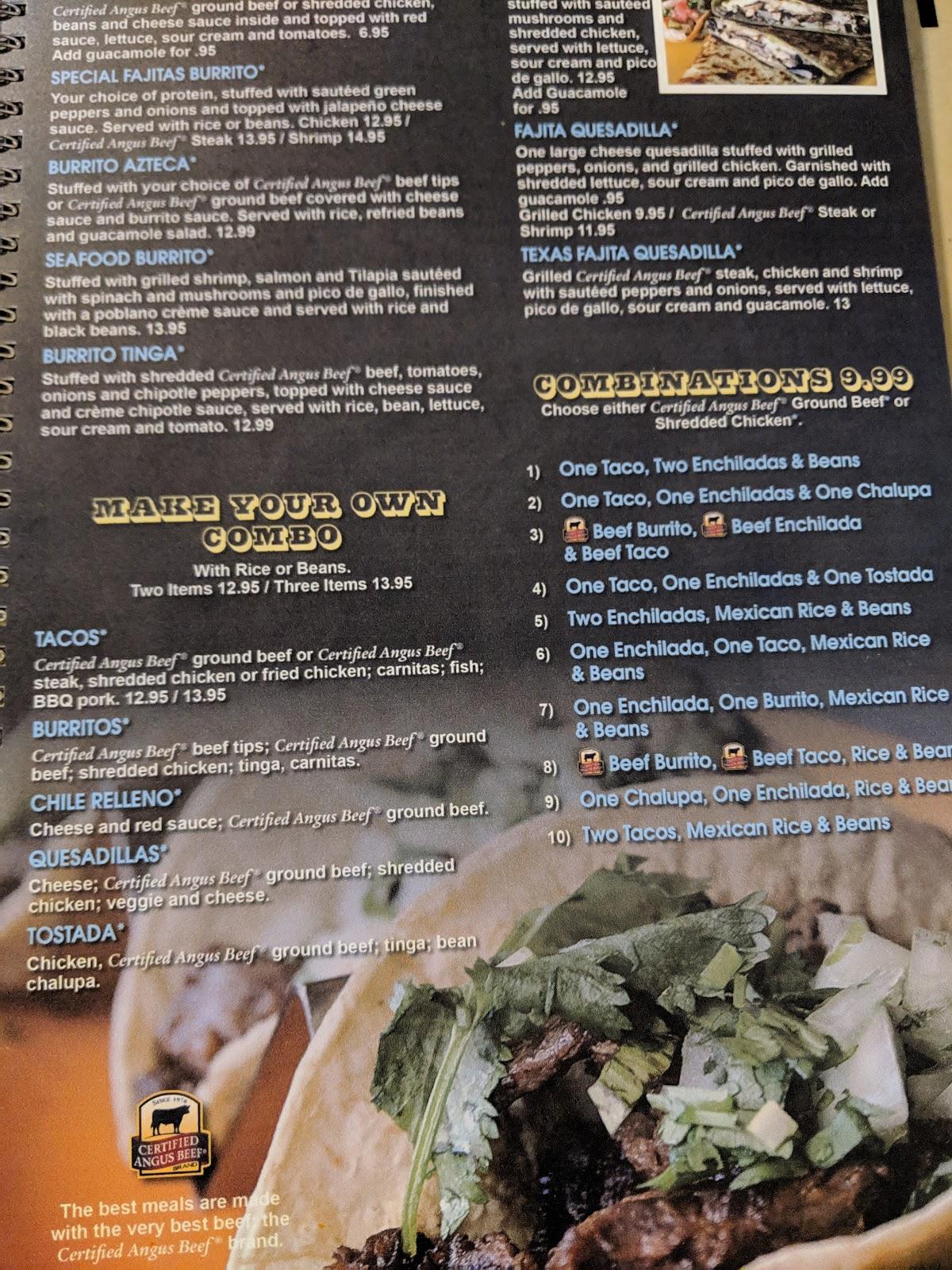 Menu at Chupito's Azteca Grille restaurant, Dunwoody, Dunwoody Village Pkwy