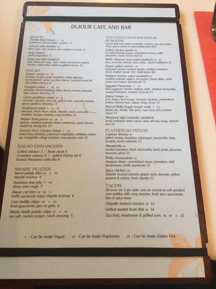 Menu at DuJour Cafe & Bar, Philadelphia, Market St
