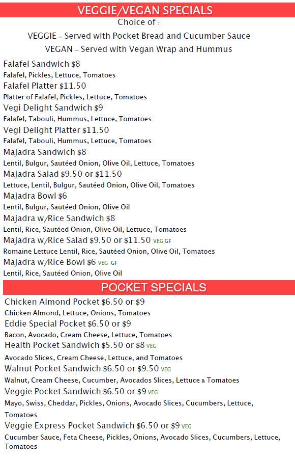 Menu at Ozzies Deli & Gyros restaurant, Portland
