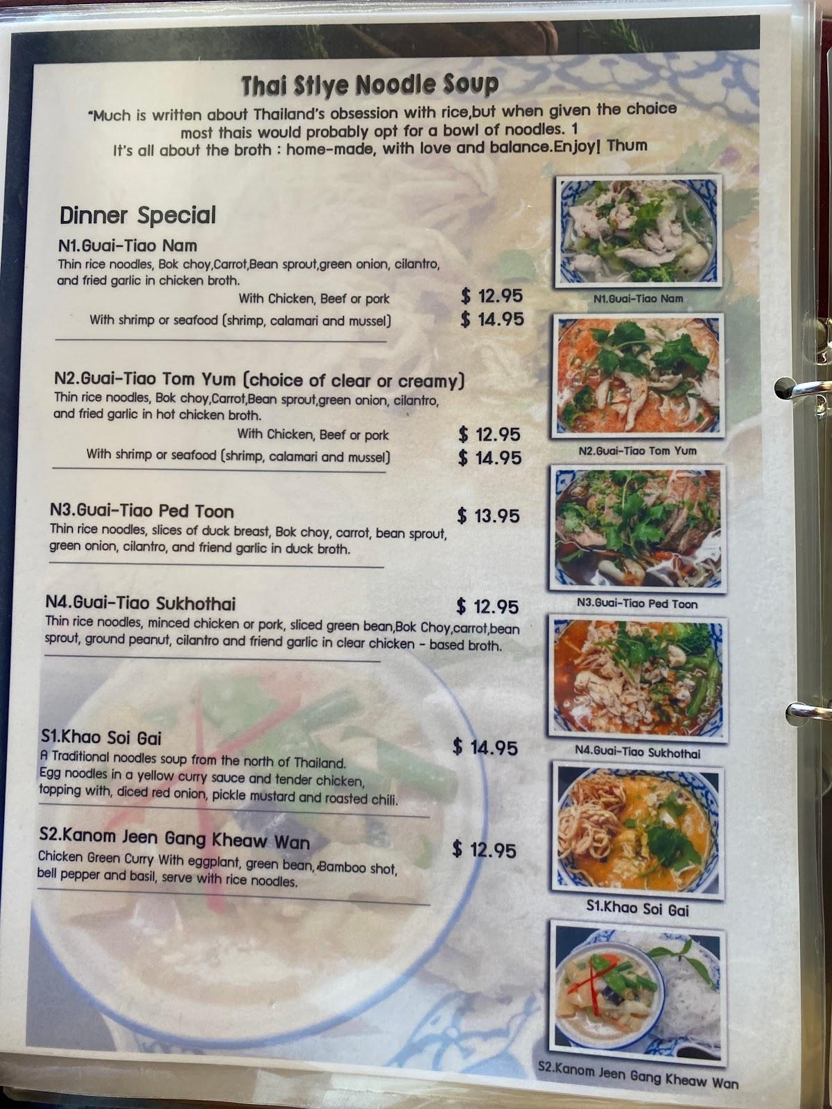 Menu at Thum's Kitchen restaurant, Cornwall