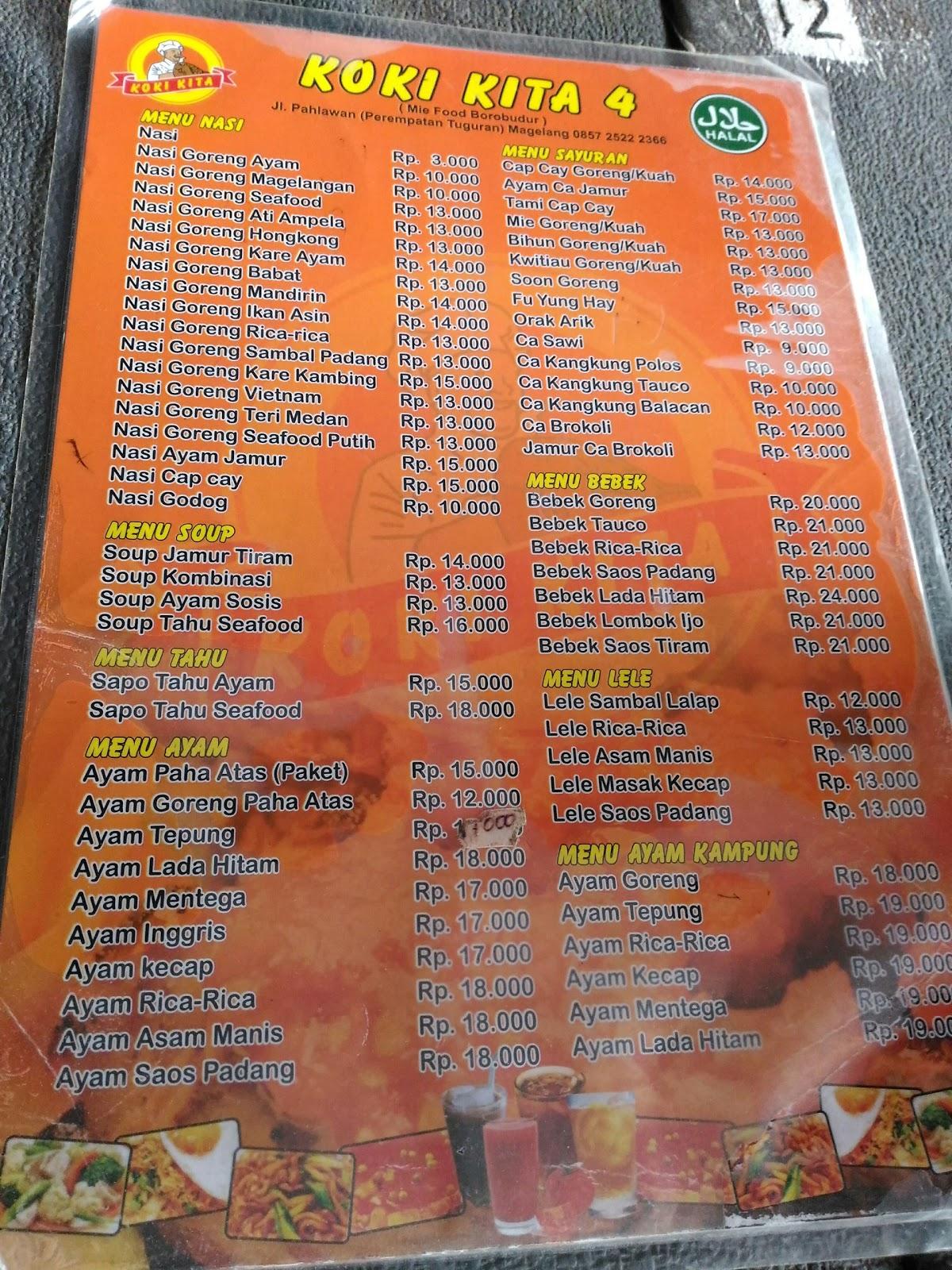 Menu at Warung Makan Koki Kita restaurant, Magelang, Jl. Ahmad Yani No.236