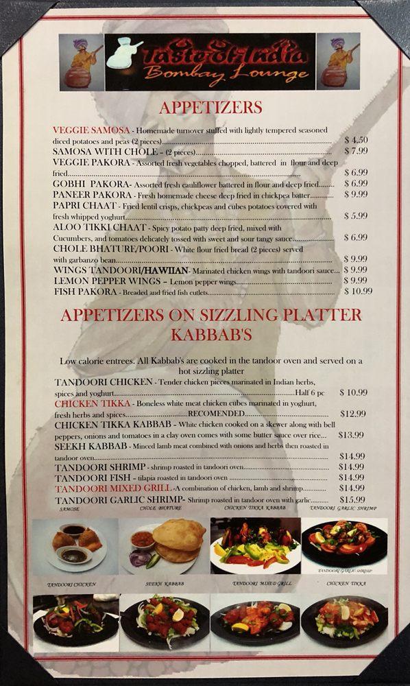 Menu at Bombay lounge pub & bar, Yuba City, Colusa Hwy