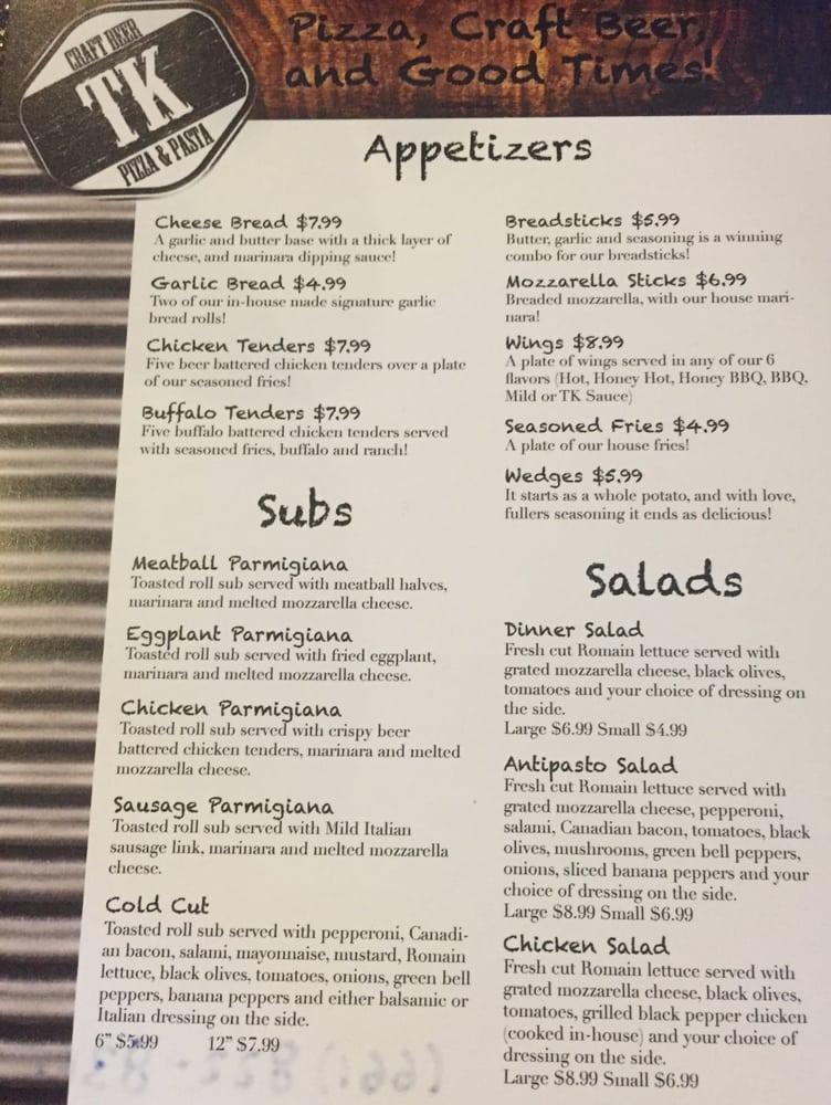 Menu at TK Pizza & Pasta pizzeria, Tehachapi