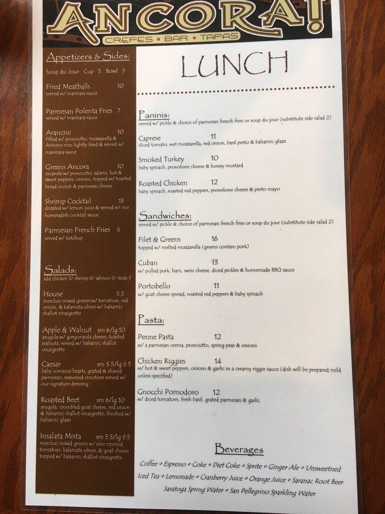 Menu at Ancora! pub & bar, Utica, 261 Genesee St