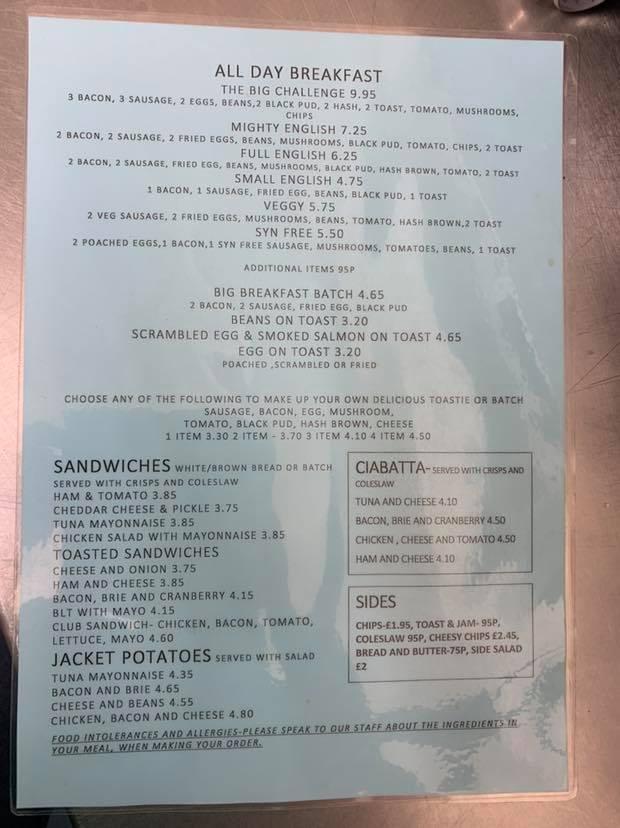 Menu at Barcode, Heswall