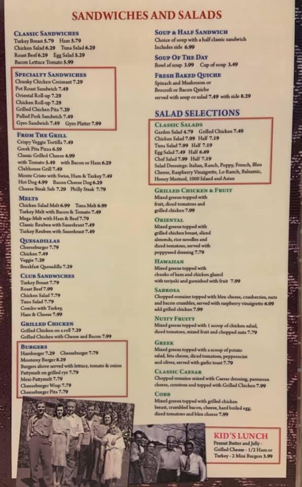 Menu at Club House Restaurant, Seminole