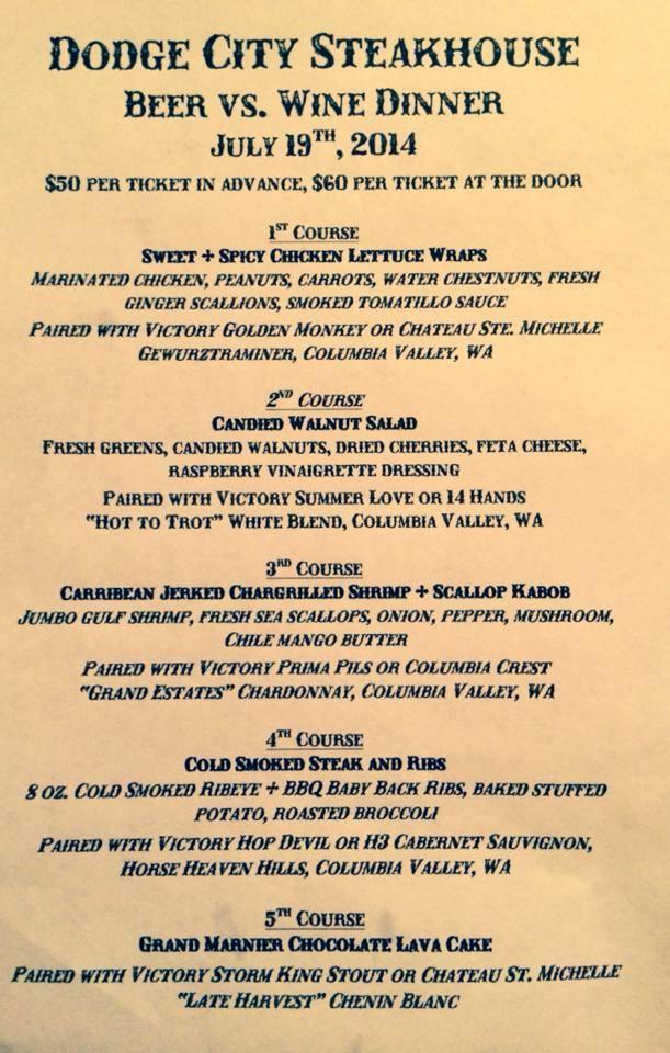 Carta de Dodge City Steakhouse, Harrisburg