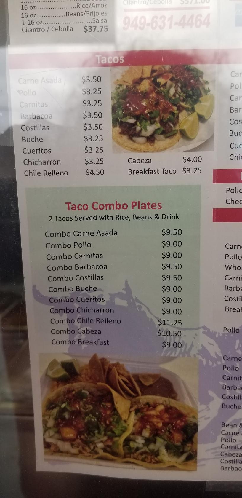 Menu at El Toro Bravo Tortilleria restaurant, Costa Mesa, 745 W 19th St ...