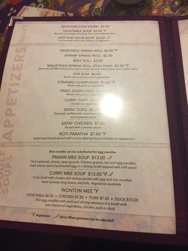 Menu at Jenny's Kuali restaurant, Bethlehem