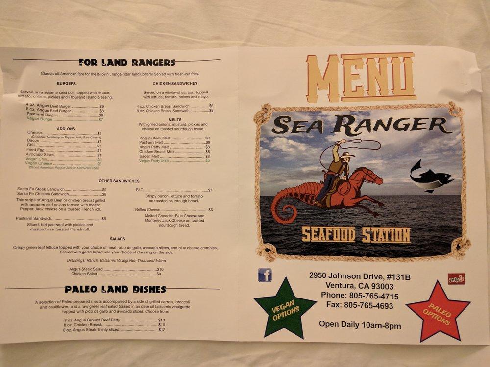 Menu at Sea Ranger Seafood Station restaurant, Ventura