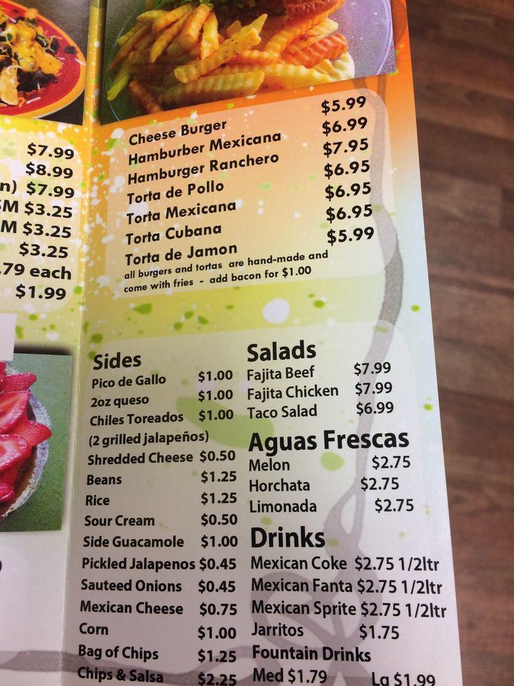 Menu at 3 Hermanos Taqueria #2 restaurant, Red Oak