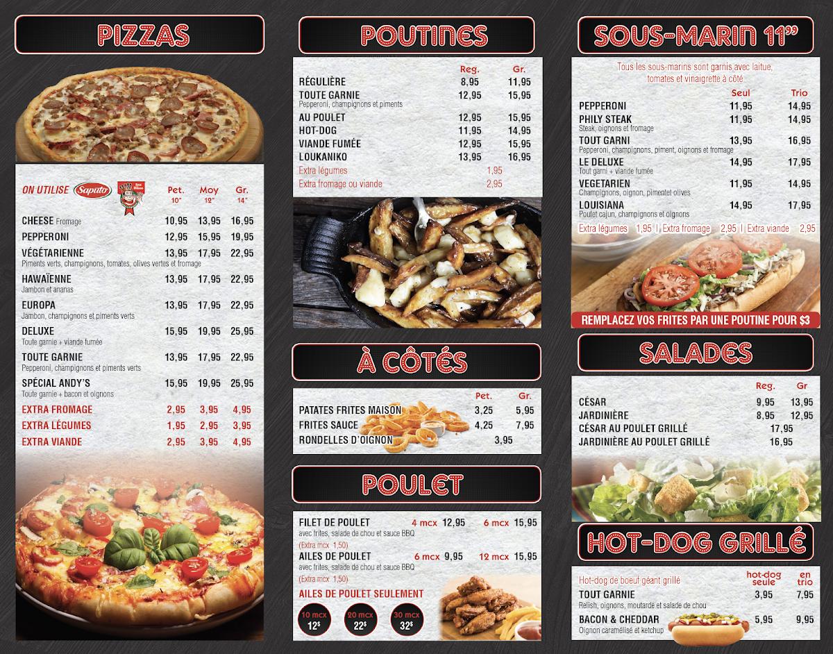 Carta de Andy's Restaurant, Laval