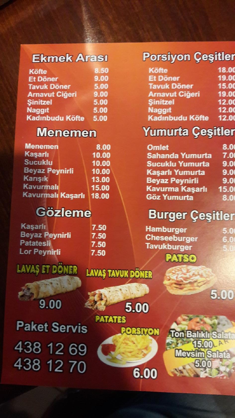 Menu at Cancan Bufe, Istanbul