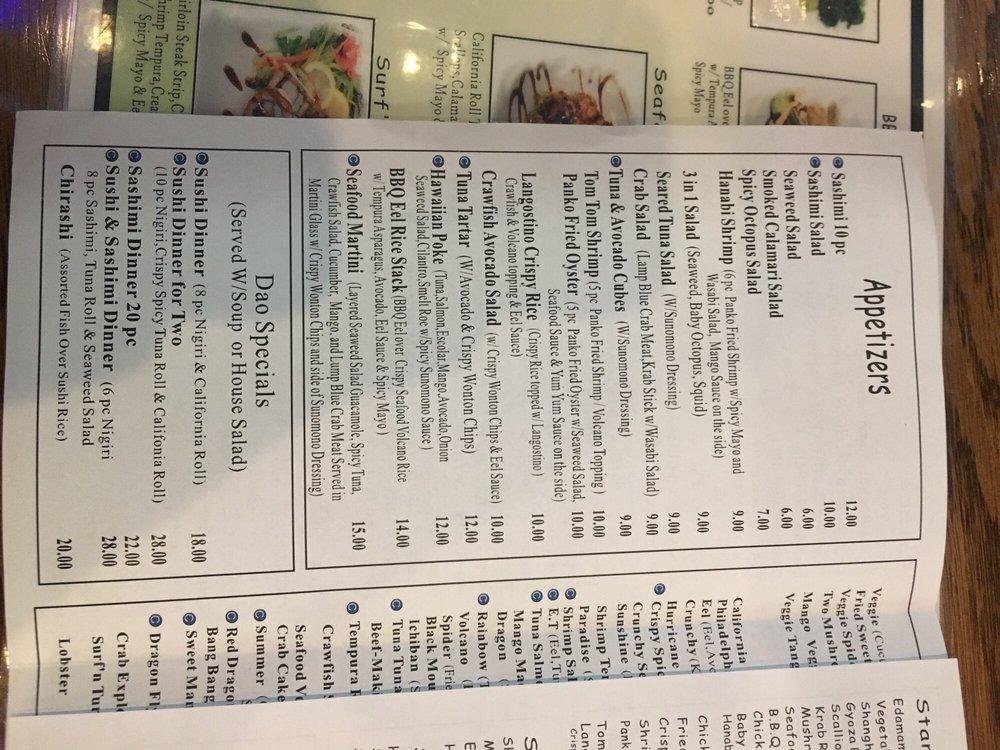 Menu at Dao Restaurant, Tallahassee