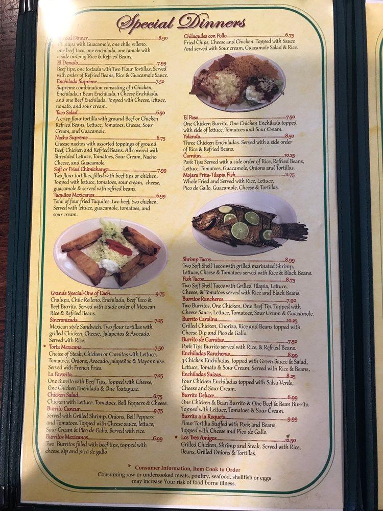 Menu at El Dorado restaurant, Raleigh, Brentwood Rd