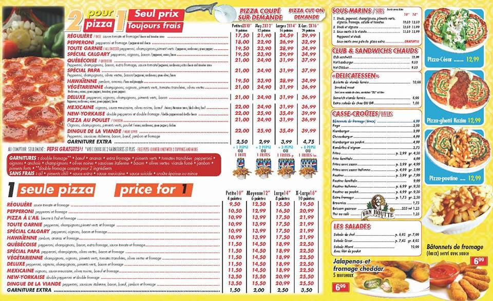 Menu au Miss Calgary Pizza - Pizza 2 pour 1 restaurant, Sainte-Martine