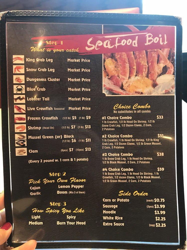 Menu at Seafood Boil restaurant, North Brunswick Township