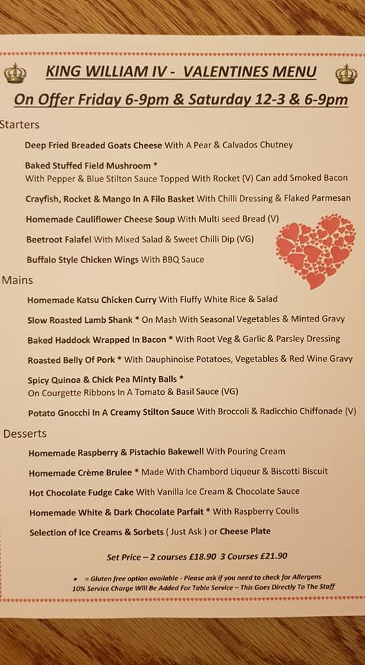 Menu at The King William Ⅳ Pub, East Horsley