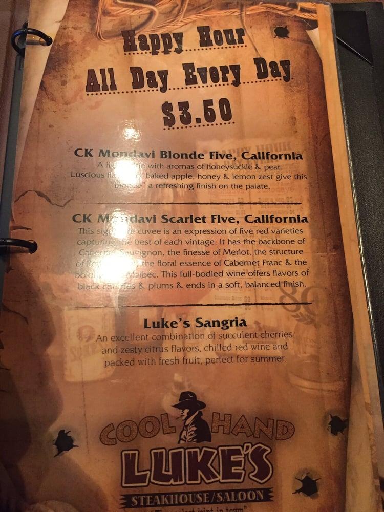 Menu at Cool Hand Luke's | Steakhouse, Tulare