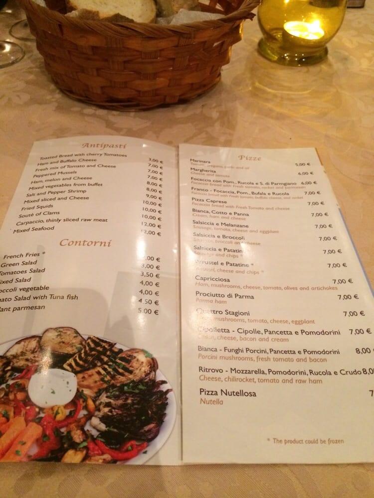 Menu at Il Ritrovo restaurant, Positano