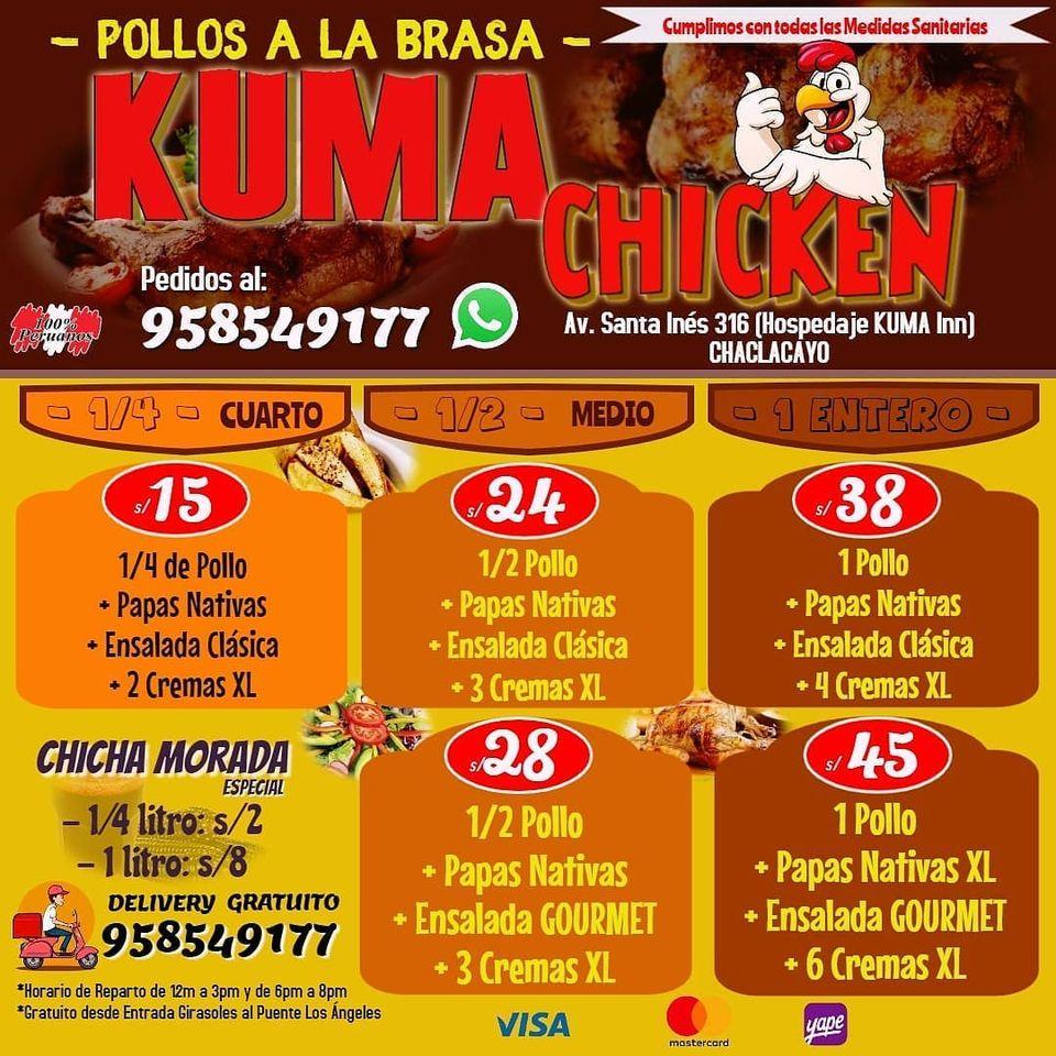 Menu at Kuma inn restaurant, Chaclacayo