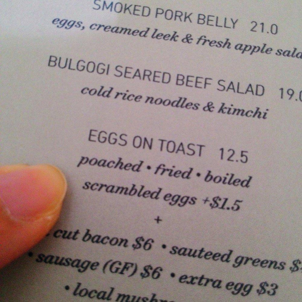 Menu at King Arthur Cafe, Fortitude Valley