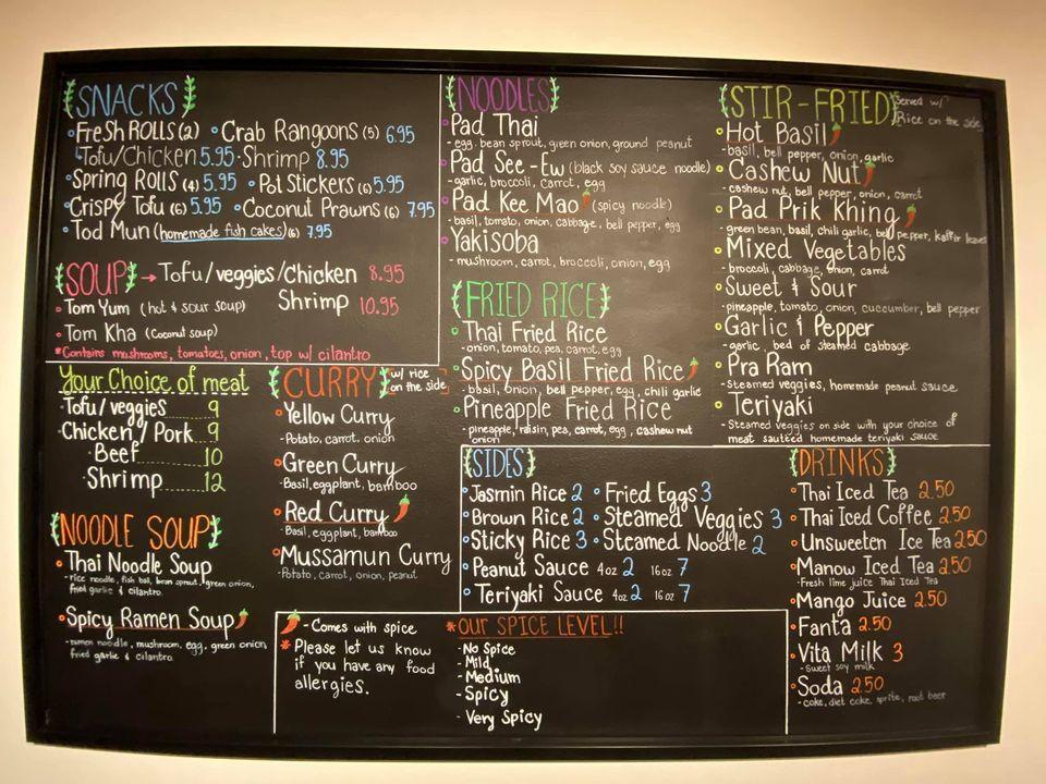 Menu at Sassy Express Thai Food Tillamook restaurant, Tillamook
