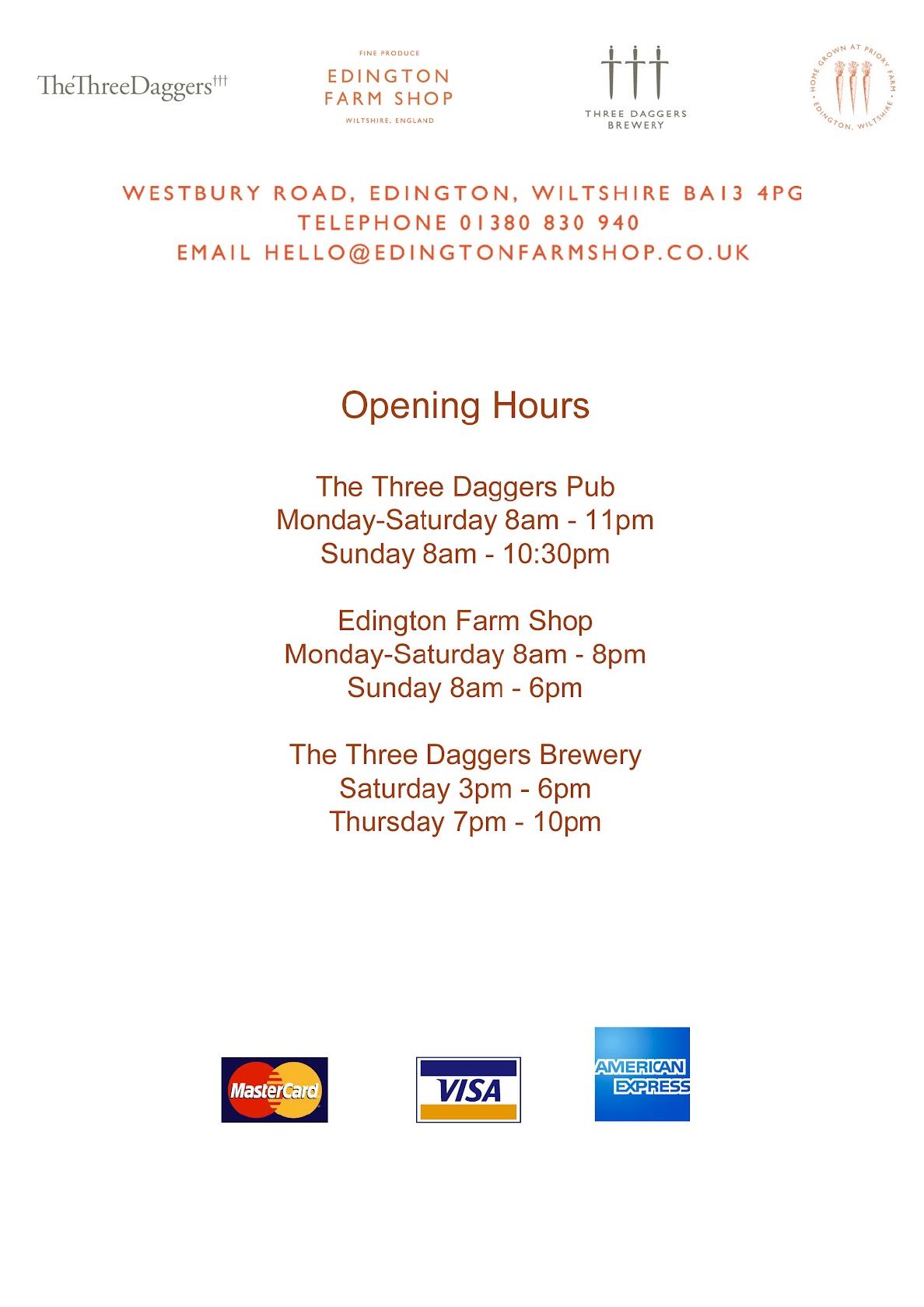 Menu at The Three Daggers pub & bar, Edington
